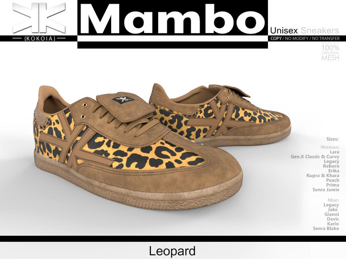Second Life Marketplace - Mambo :: Unisex Shoes :: Leopard :: {kokoia}