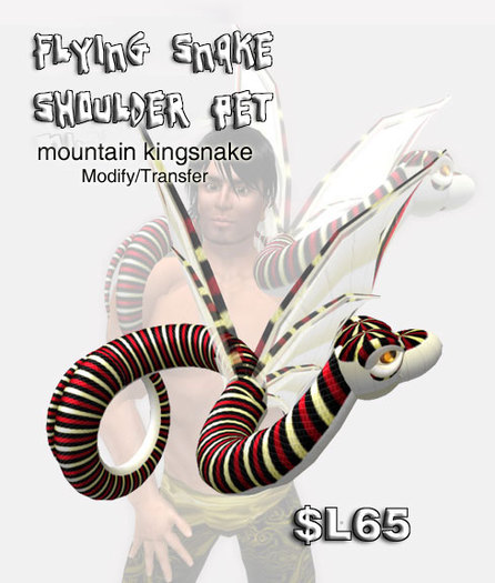 Second Life Marketplace - AB Flying Snake Shoulder Pet King Snake