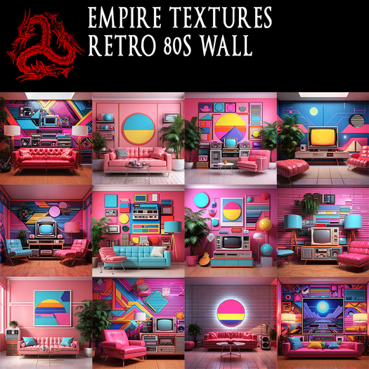 Second Life Marketplace - EMPIRE TEXTURES - Retro 80s wall