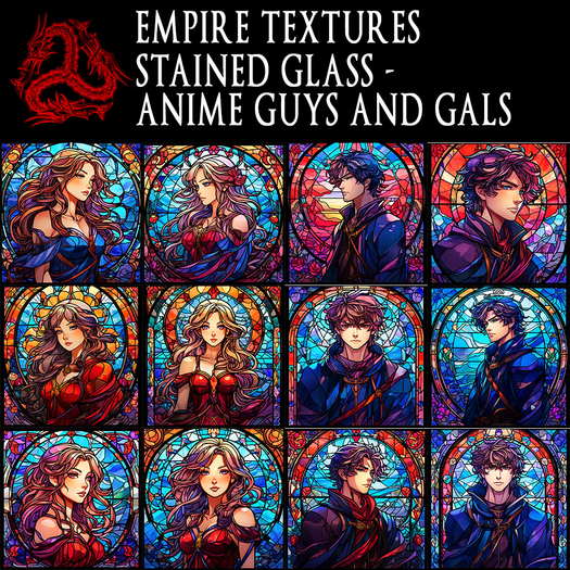 Second Life Marketplace - EMPIRE TEXTURES - Stained glass anime guys ...