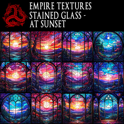 Second Life Marketplace - EMPIRE TEXTURES - stained glass at sunset