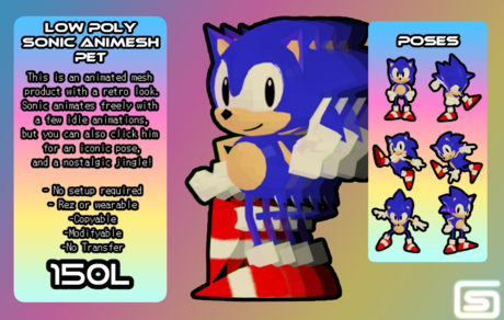 Second Life Marketplace - [GS] Low Poly Sonic Animesh Pet