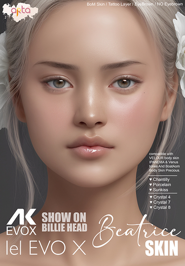 Second Life Marketplace - ArtA - Beatrice Skin - Crystal 7 - Lelutka EVOX