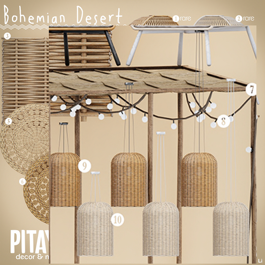 Second Life Marketplace - Pitaya - Bohemian Desert - Straw lamp natural