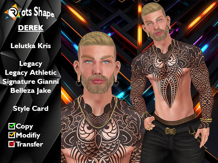 Second Life Marketplace - Derek - Kris Shape - Lelutka Kris evox - Rots ...