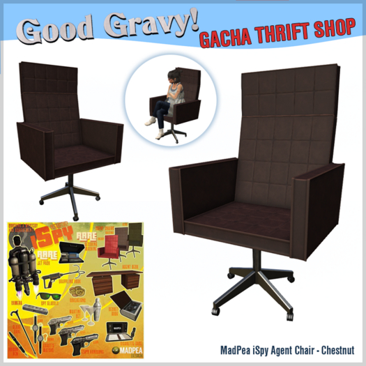 Second Life Marketplace - MadPea iSpy Agent Chair - Chestnut