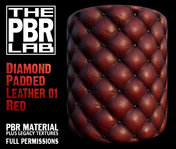 Second Life Marketplace - The PBR Lab - Diamond Padded Leather 01 Red ...
