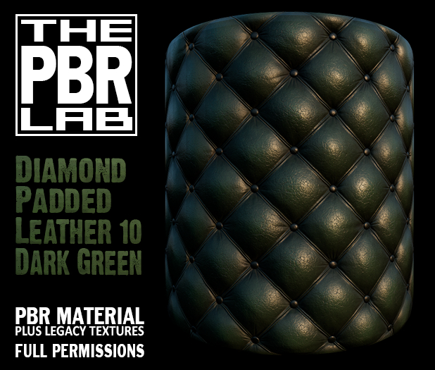 Second Life Marketplace - The PBR Lab - Diamond Padded Leather 10 Dark ...