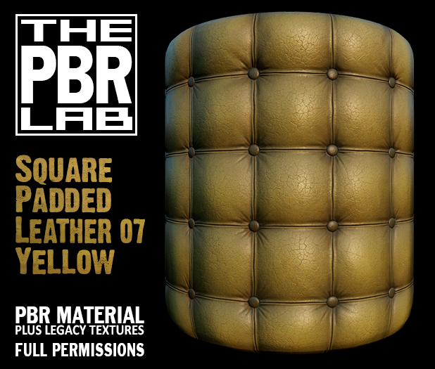 Second Life Marketplace - The PBR Lab - Square Padded Leather 07 Yellow ...