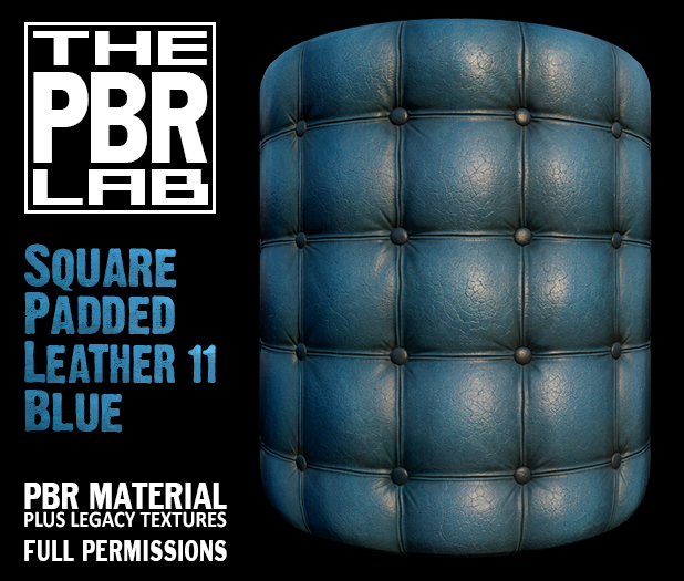 Second Life Marketplace - The PBR Lab - Square Padded Leather 11 Blue ...