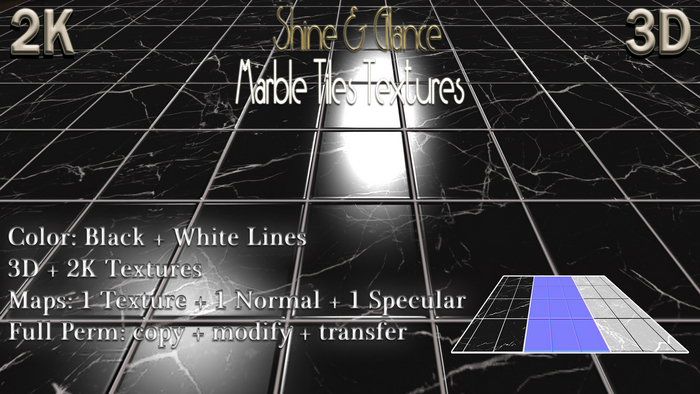 Second Life Marketplace - Shine & Glance - Marble Tiles Textures 3D 2K ...