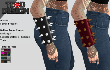 Second Life Marketplace - Spikes Bracelet Alisson ~ Textures Hud ~ Mesh