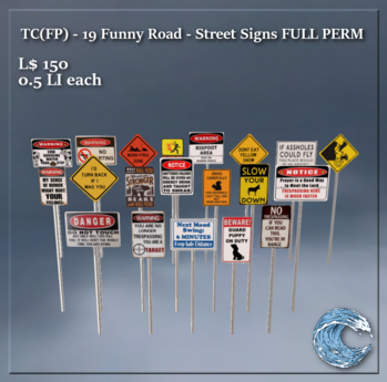 Second Life Marketplace - TC(FP) - 19 Funny Road - Street Signs FULL PERM