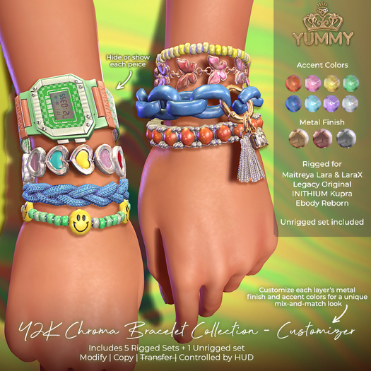 Second Life Marketplace - (Yummy) Y2K Chroma Bracelet Collection ...