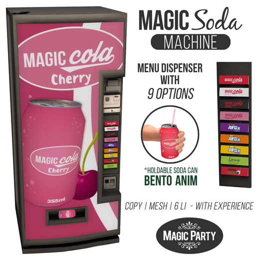 Second Life Marketplace - Magic Soda Machine (Magic Cola Cherry Cover ...