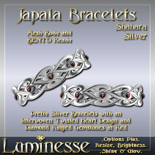 Second Life Marketplace - JAPALA Shahara Bracelets OP - Red Silver