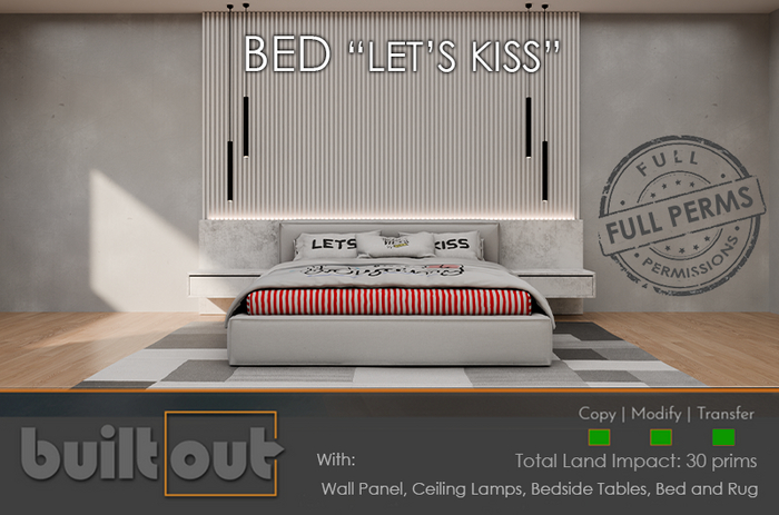 Second Life Marketplace - BED "LETS KISS" BUILT OUT (FULL PERMS)