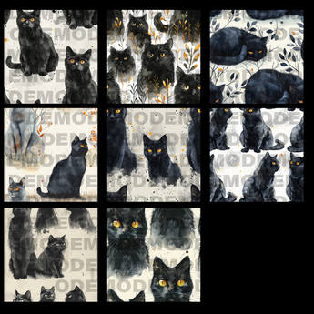 Second Life Marketplace - SATO - Black Cats Seamless Texture Patterns