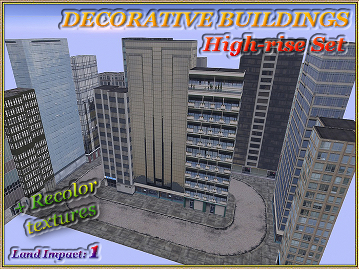 Second Life Marketplace - DECORATIVE BUILDINGS - High-rise Set (1 LI ...
