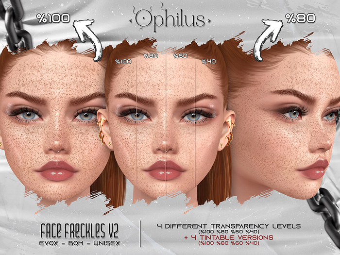 Second Life Marketplace - - Ophilus - Face Freckles V2 (EvoX - Bom)