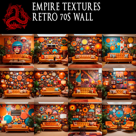 Second Life Marketplace - EMPIRE TEXTURES - retro 70s wall