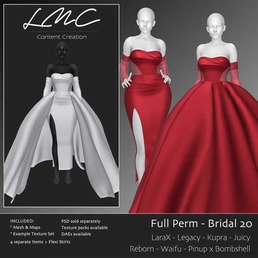 Second Life Marketplace - LMC Mesh - Bridal 20 - Luscious Wedding Gown ...