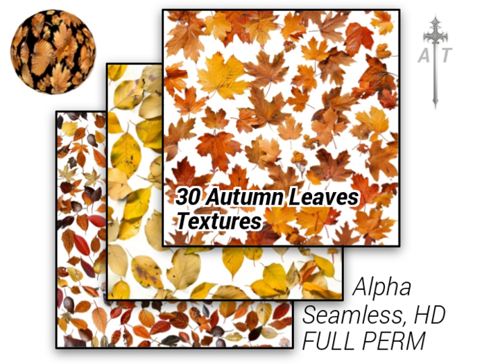 Second Life Marketplace - [AT] 30 Seamless Autumn Leaves Alpha Textures ...