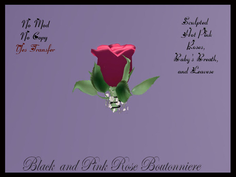 Second Life Marketplace - BP- Boutonniere-Groomsmen Hot Pink Rose