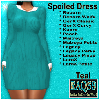 Second Life Marketplace - [R39] Spoiled Dress-Teal