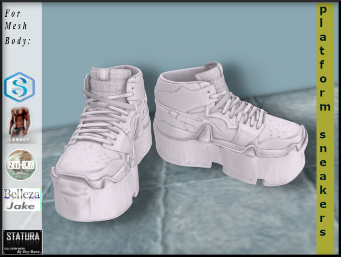 Second Life Marketplace - men's platform sneakers Full Perm