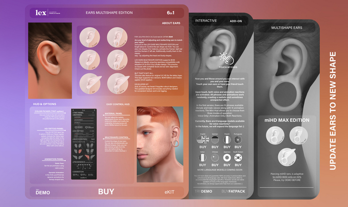 Second Life Marketplace - //LEX// - bento ears - miHD-Generation