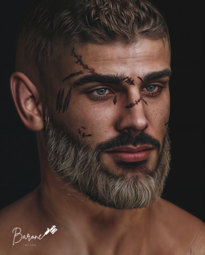 Second Life Marketplace - ::Barone Tattoo:: Pack Face Scars Ink