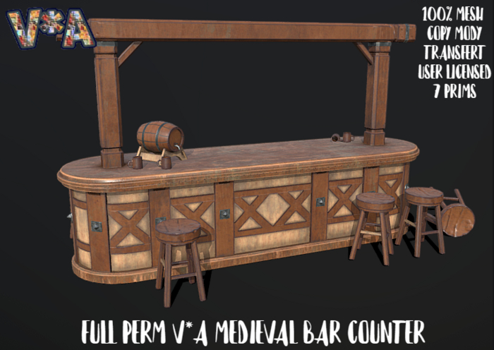 Second Life Marketplace - FULL PERM V*A MEDIEVAL BAR COUNTER