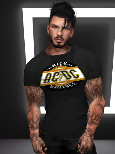 Second Life Marketplace - Roja's Legacy Male Tshirt "High Voltage"