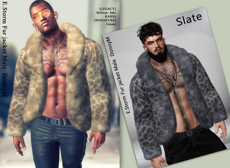 Second Life Marketplace - E.Storm Fur jacket Male DonnyM Slate