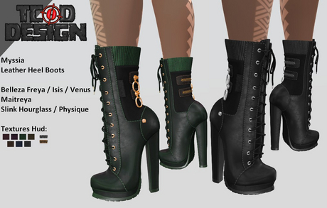 Second Life Marketplace - Leather Heel Boots ~ Myssia [Textures Hud]. DEMO
