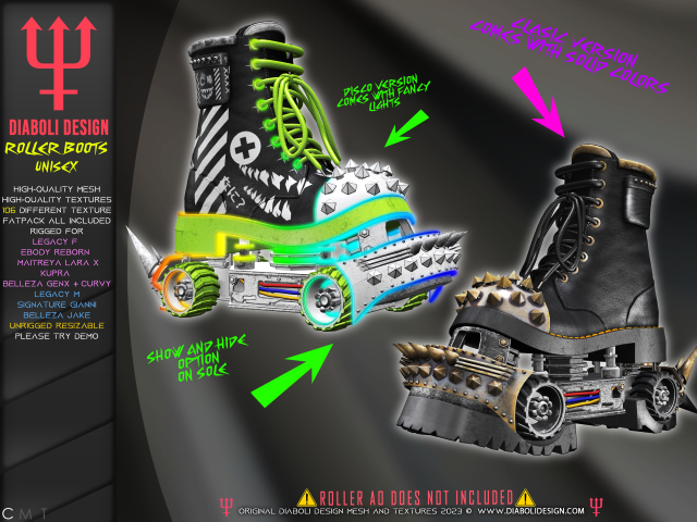 Second Life Marketplace - DEMO - DIABOLI DESIGN - ROLLER BOOTS UNISEX