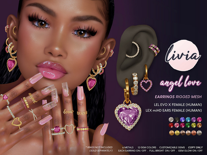 Second Life Marketplace - LIVIA Angel Love Earrings