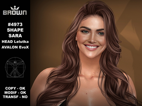 Second Life Marketplace - 4973 SHAPE SARA HEAD Lelutka AVALON EvoX
