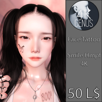 Second Life Marketplace - Face Tattoo - Smile Hmpf 4K [Genus Morph 4K BoM]
