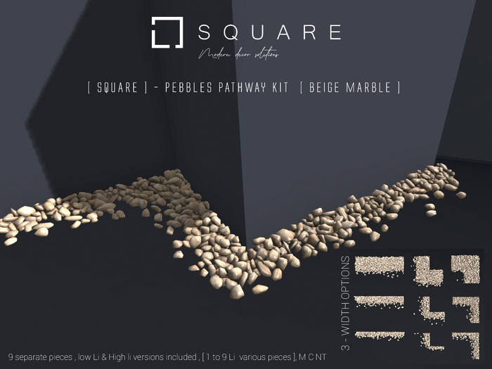 Second Life Marketplace - [ SQUARE ] - PEBBLES Pathway Kit - Beige 50% ...