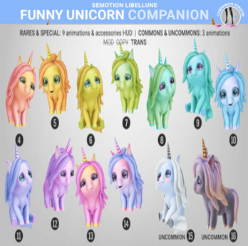 Second Life Marketplace - SEmotion Libellune Funny Unicorn Companion ...