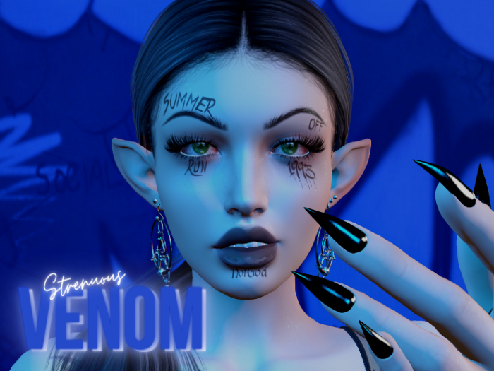 Second Life Marketplace - ::VENOM:: Strenuous Face tattoo - BOM EVOX