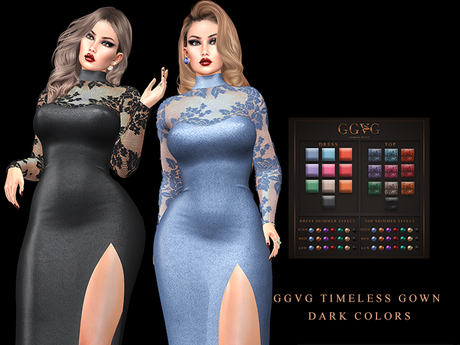 Second Life Marketplace - GGVG TIMELESS GOWN LACE DARK COLORS