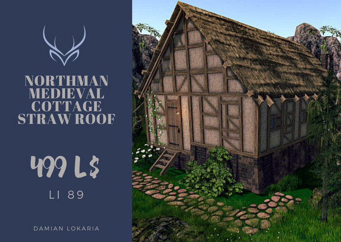 Second Life Marketplace - Northman - Medieval Cottage - Straw Roof