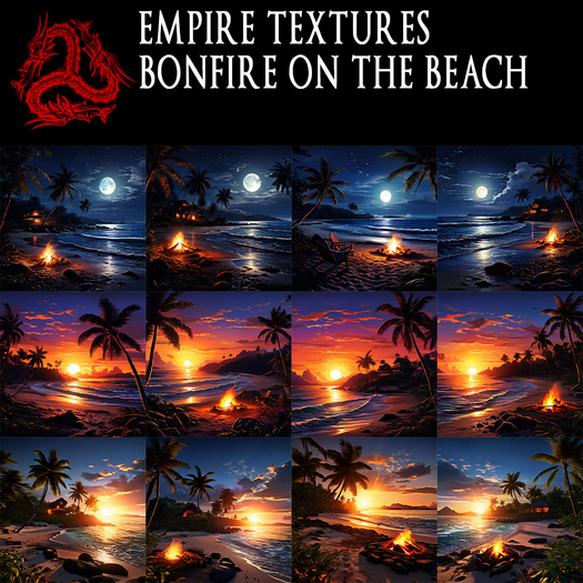 Second Life Marketplace - EMPIRE TEXTURES - bonfire on the beach