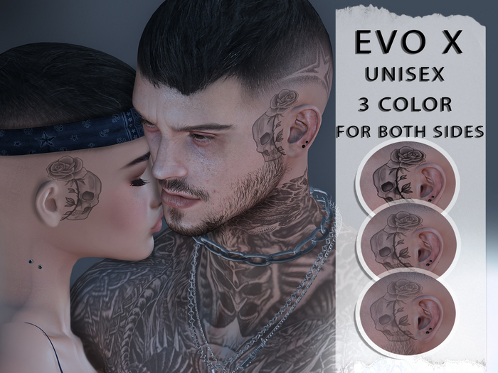 Second Life Marketplace - .:Jen'aam:. Rose&Bone Tattoo-Unisex-Evox