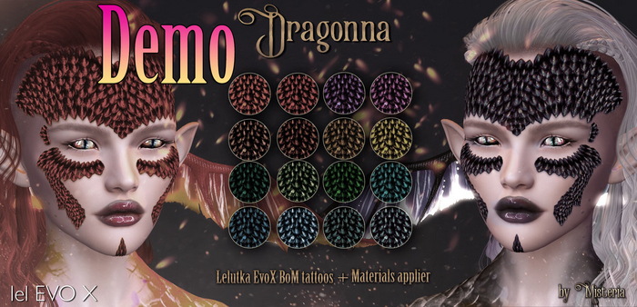 Second Life Marketplace - DEMO Misteria - Dragonna - Face dragon scales ...