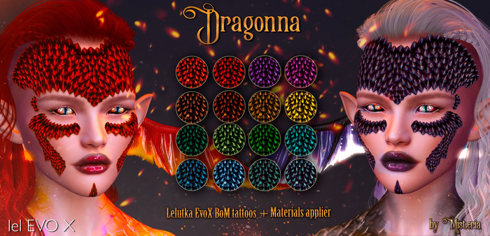 Second Life Marketplace - Misteria - Dragonna - Face dragon scales EvoX ...