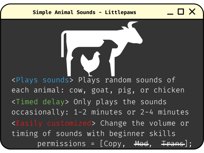 Second Life Marketplace - Simple Animal Sounds Scripts - Littlepaws